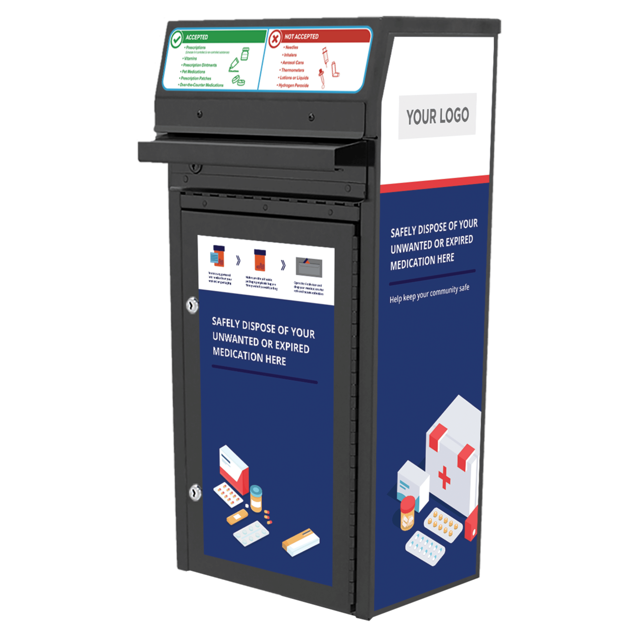 Small Medication Disposal Drop Box 6 Gallons